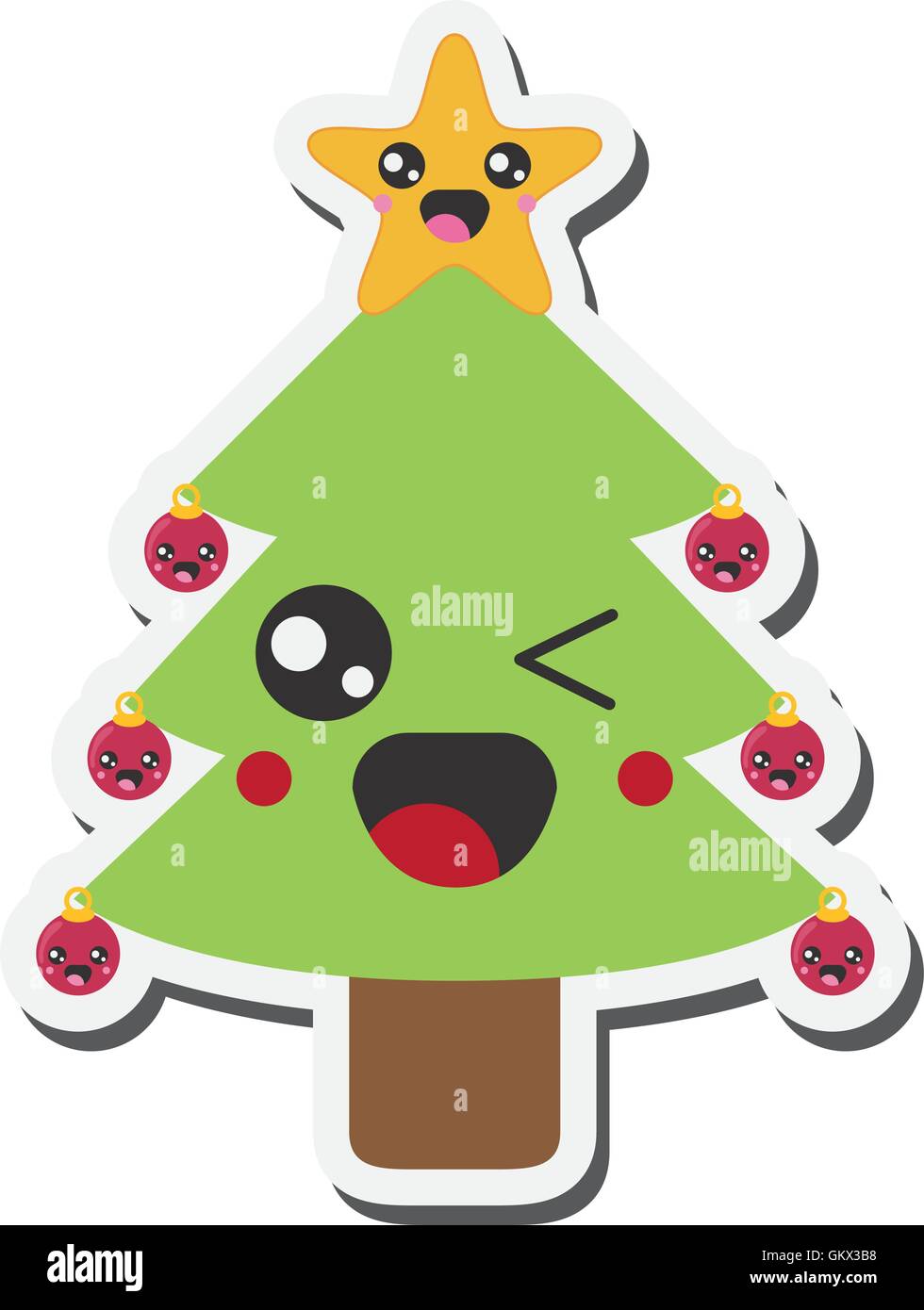 kawaii christmas tree icon Stock Vector Image & Art - Alamy