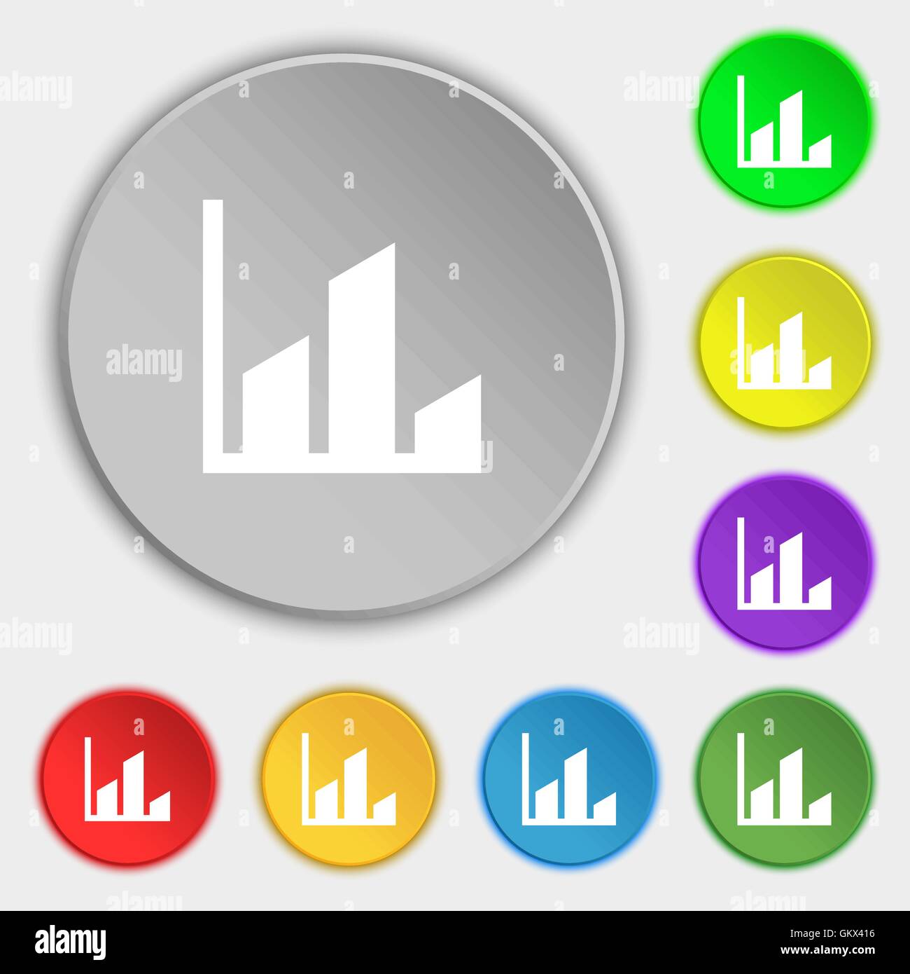 Chart icon sign. Symbol on eight flat buttons. Vector Stock Vector ...