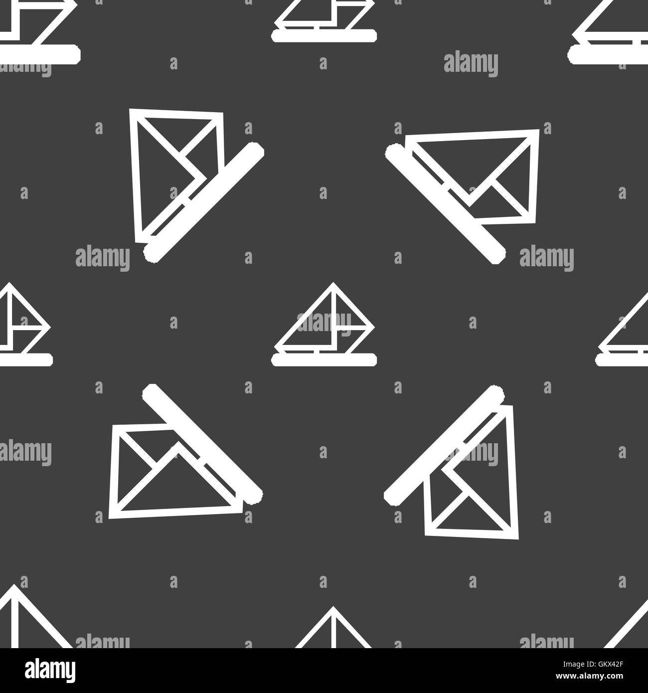 letter, envelope, mail icon sign. Seamless pattern on a gray background ...