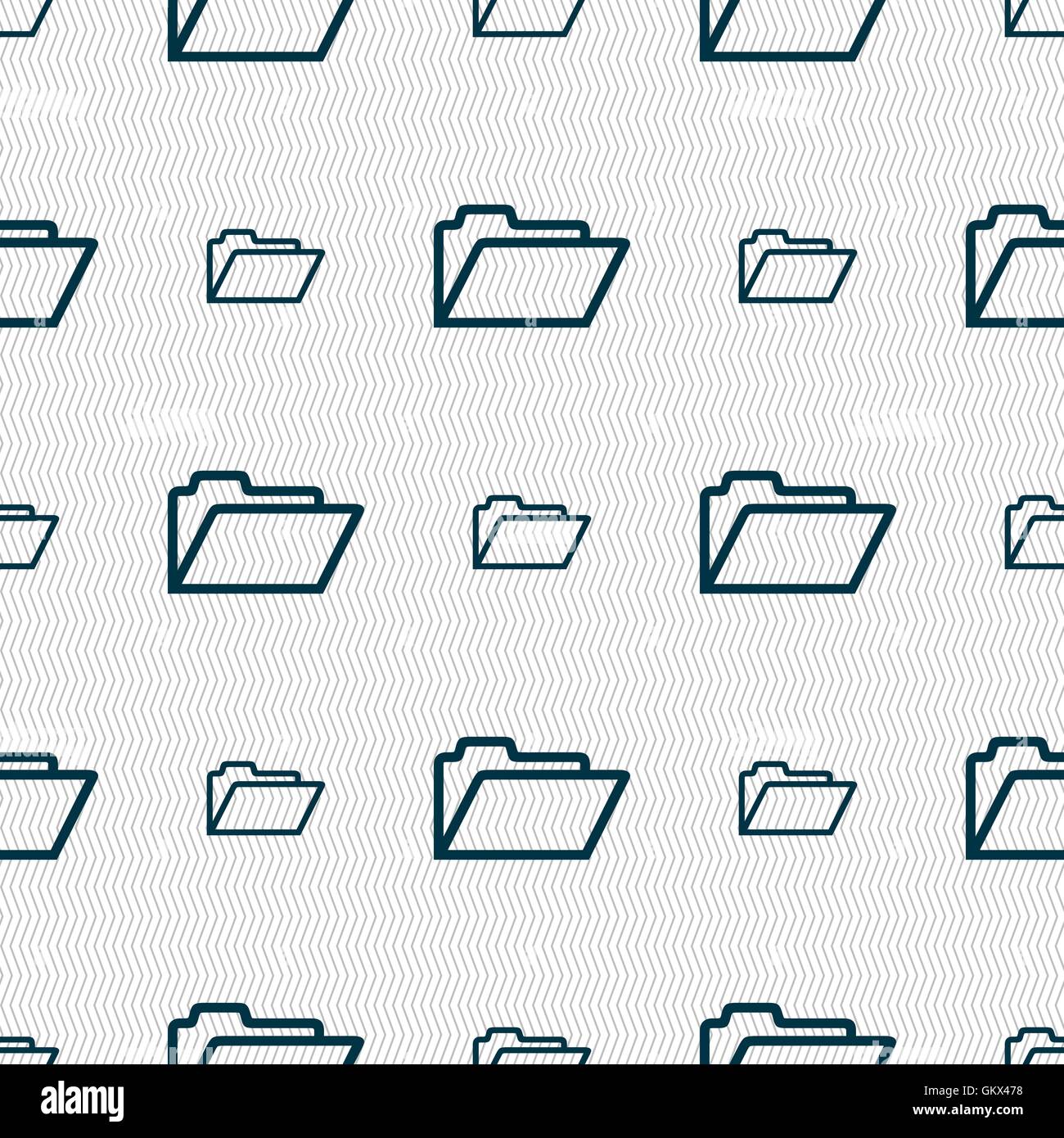 Folder icon sign. Seamless pattern with geometric texture. Vector Stock ...