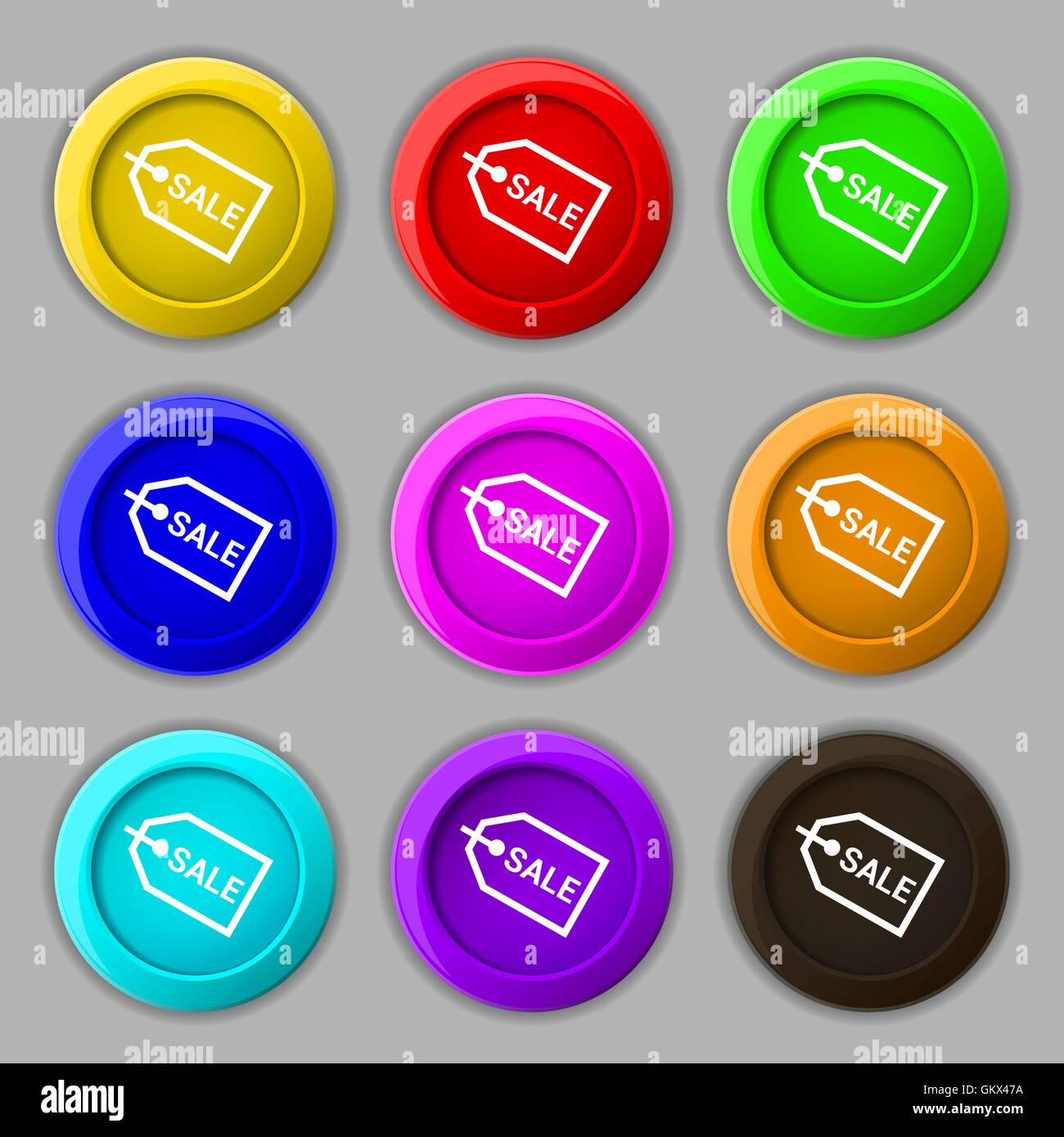 Sale icon sign. symbol on nine round colourful buttons. Vector Stock ...