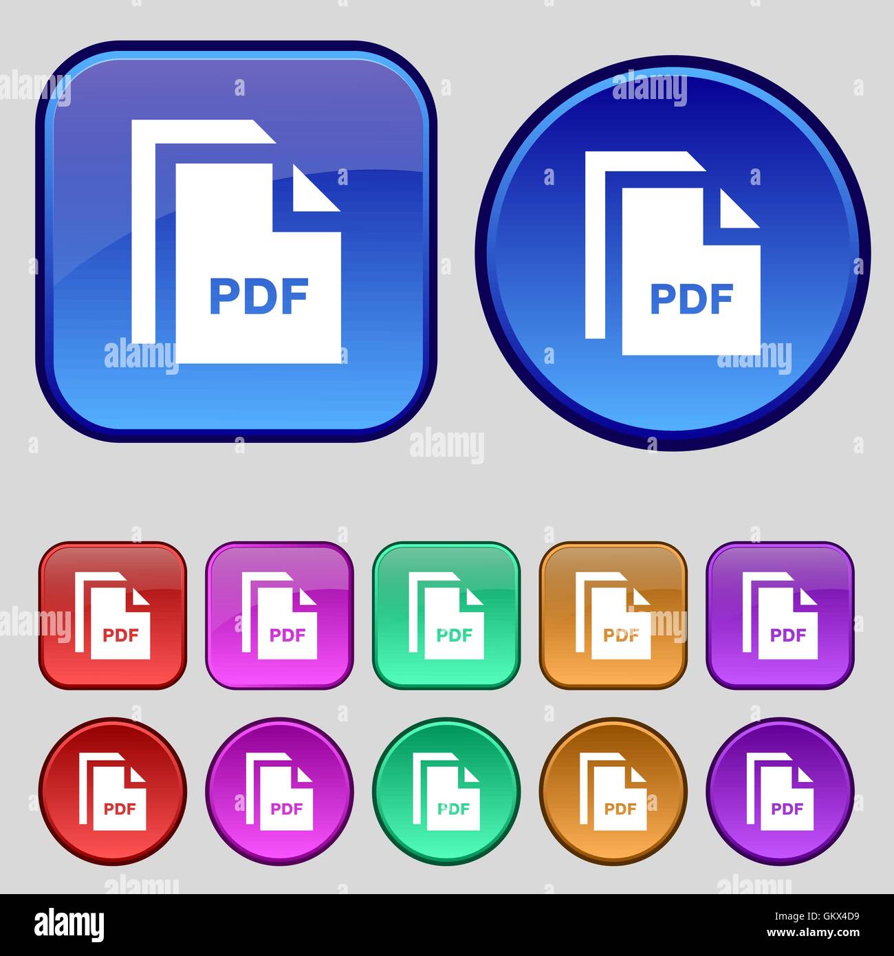 file PDF icon sign. A set of twelve vintage buttons for your design ...