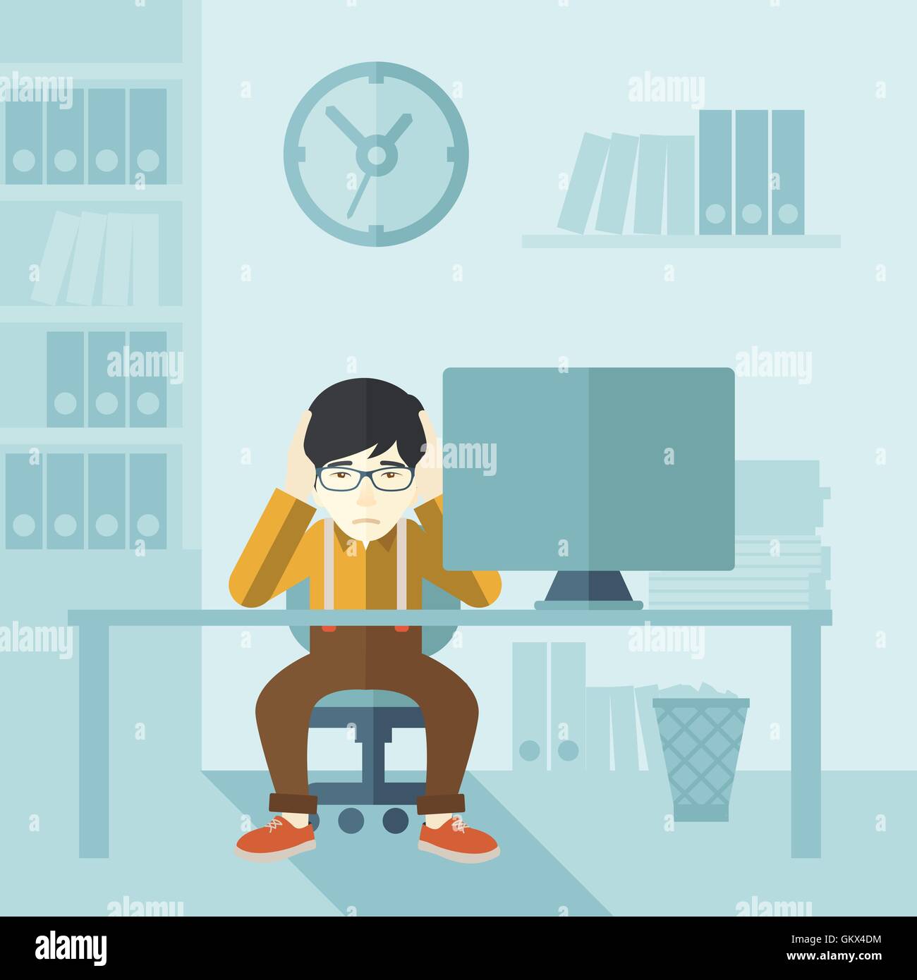 Overworked employee vector Stock Vector Images - Alamy