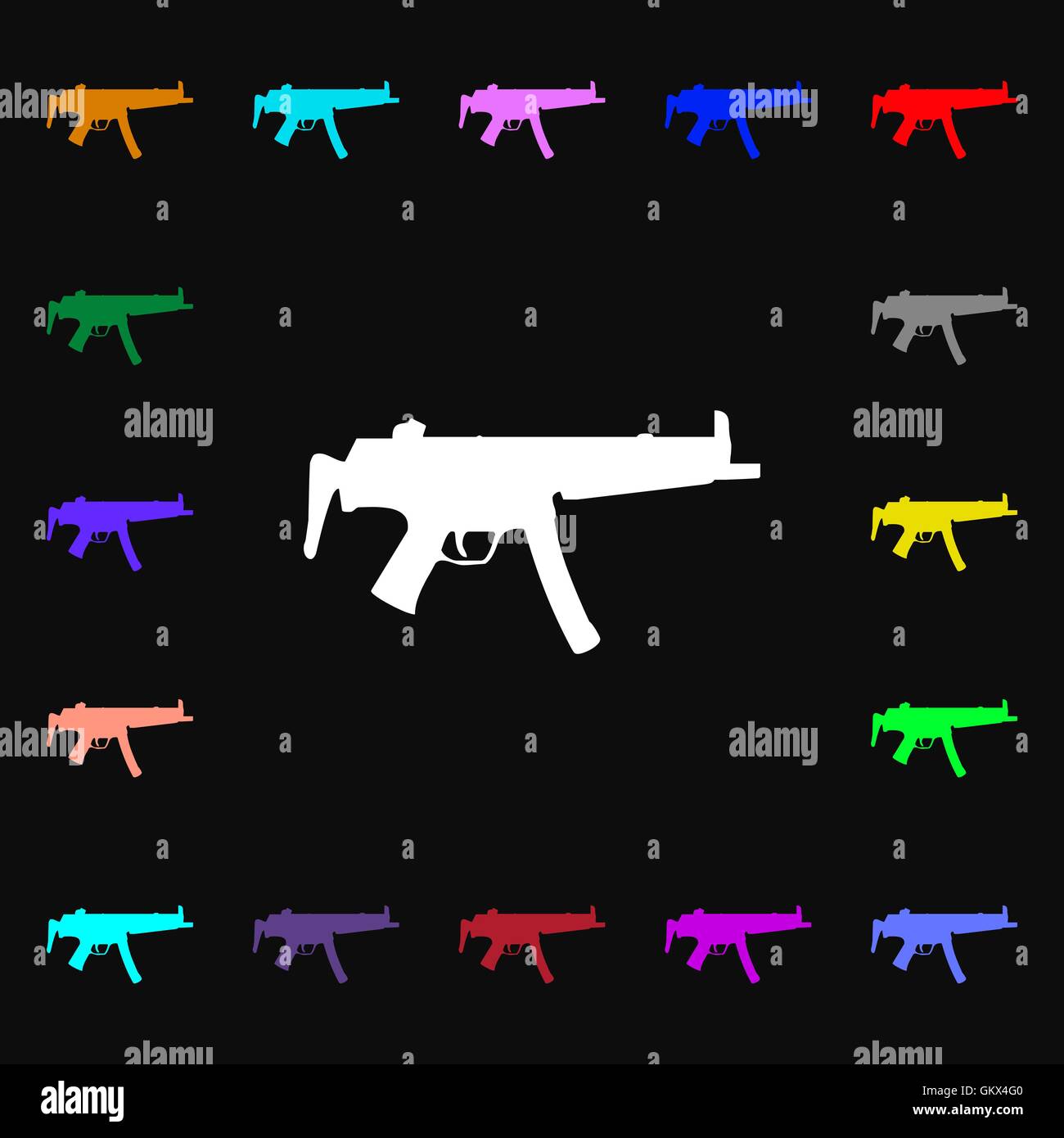machine gun iconi sign. Lots of colorful symbols for your design ...