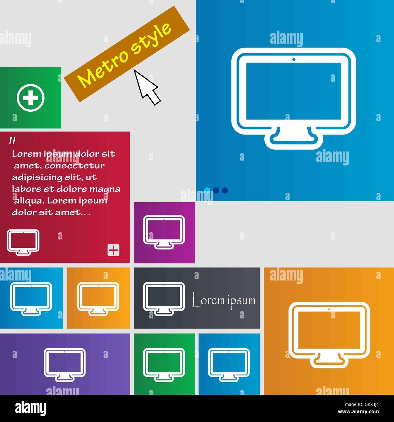Monitor Icon Sign Buttons Modern Interface Website Buttons With Cursor Pointer Vector Stock