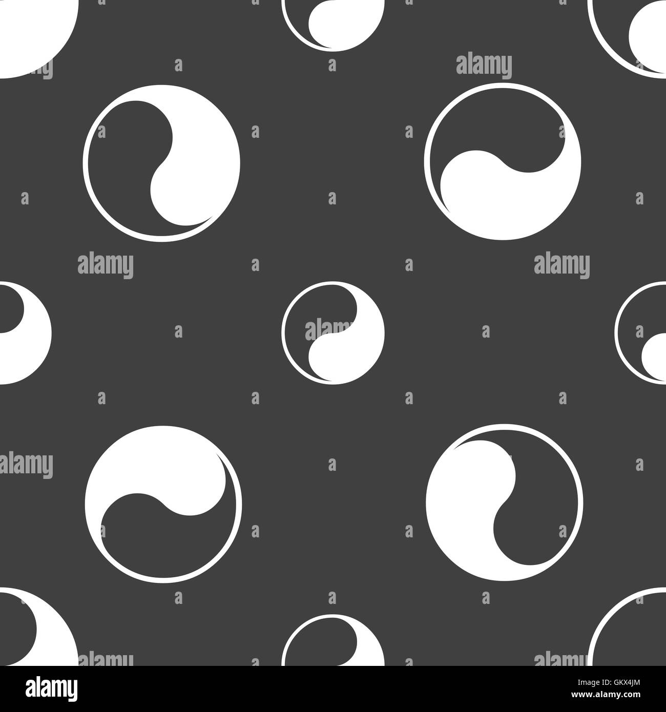 Yin Yang icon sign. Seamless pattern on a gray background. Vector Stock ...