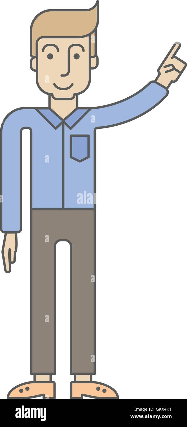 Cartoon illustration man raising hand hi-res stock photography and ...