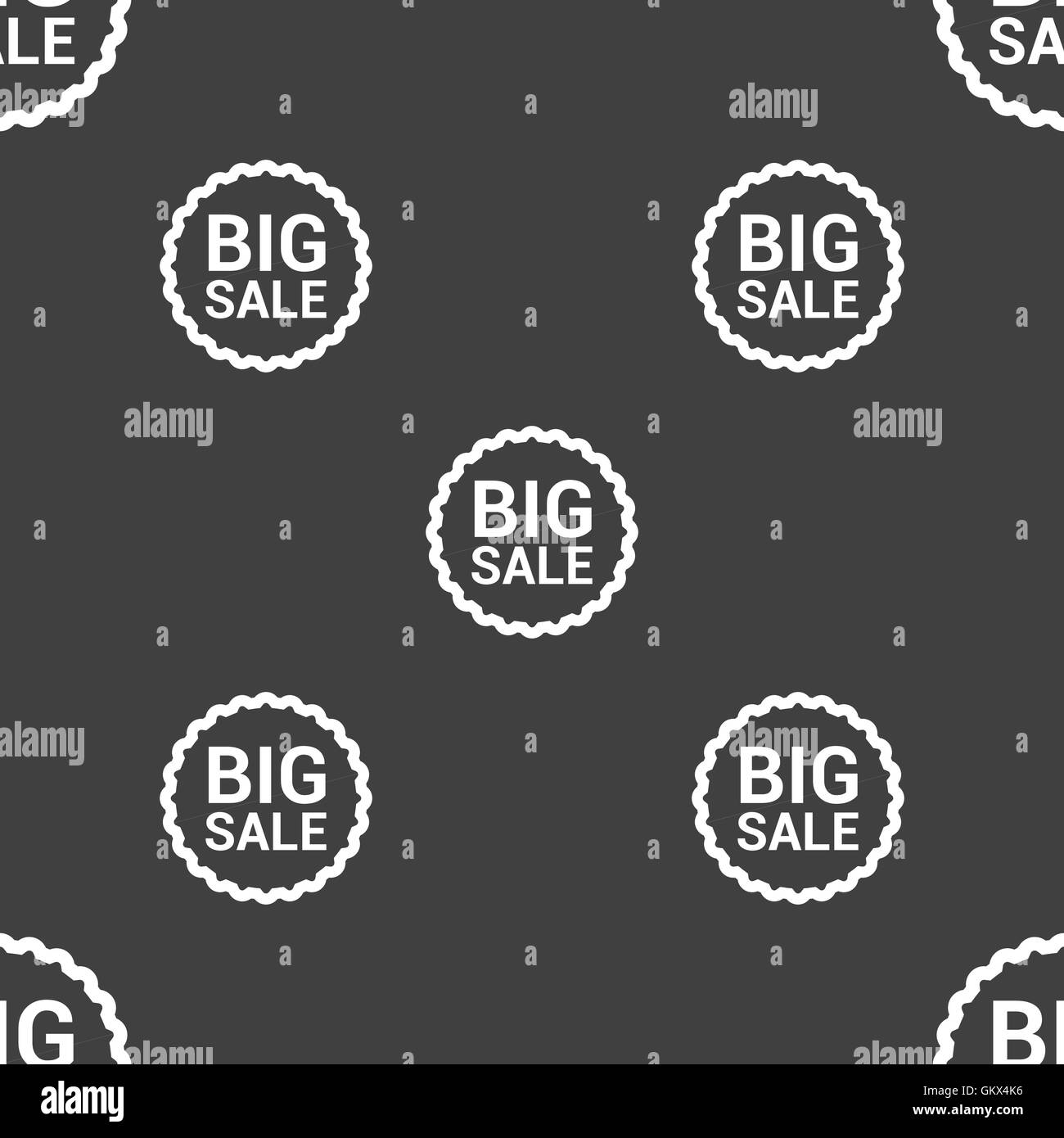 Big sale icon sign. Seamless pattern on a gray background. Vector Stock ...