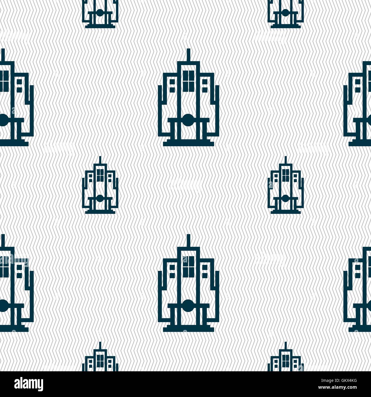 skyscraper icon sign. Seamless pattern with geometric texture. Vector ...