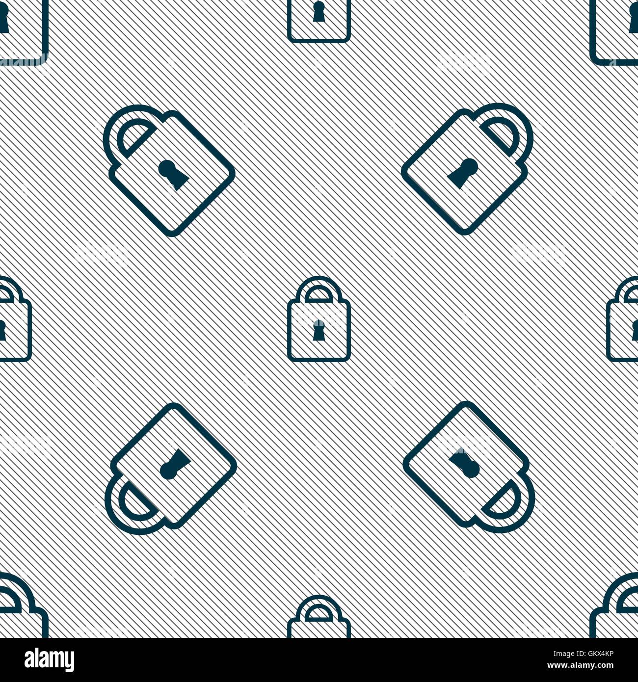 Lock icon sign. Seamless pattern with geometric texture. Vector Stock ...