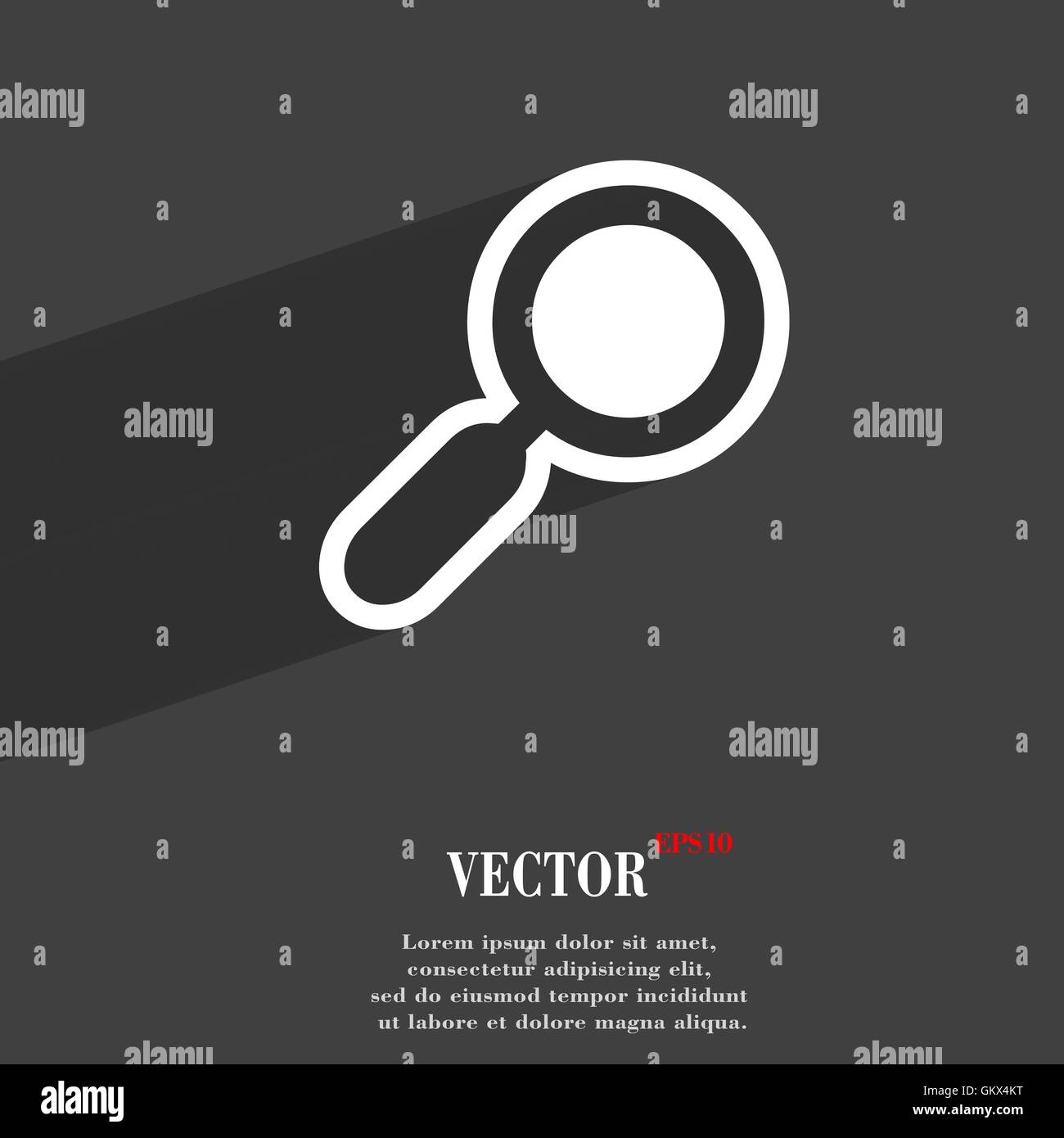 magnifying glass, zoom icon symbol Flat modern web design with long ...