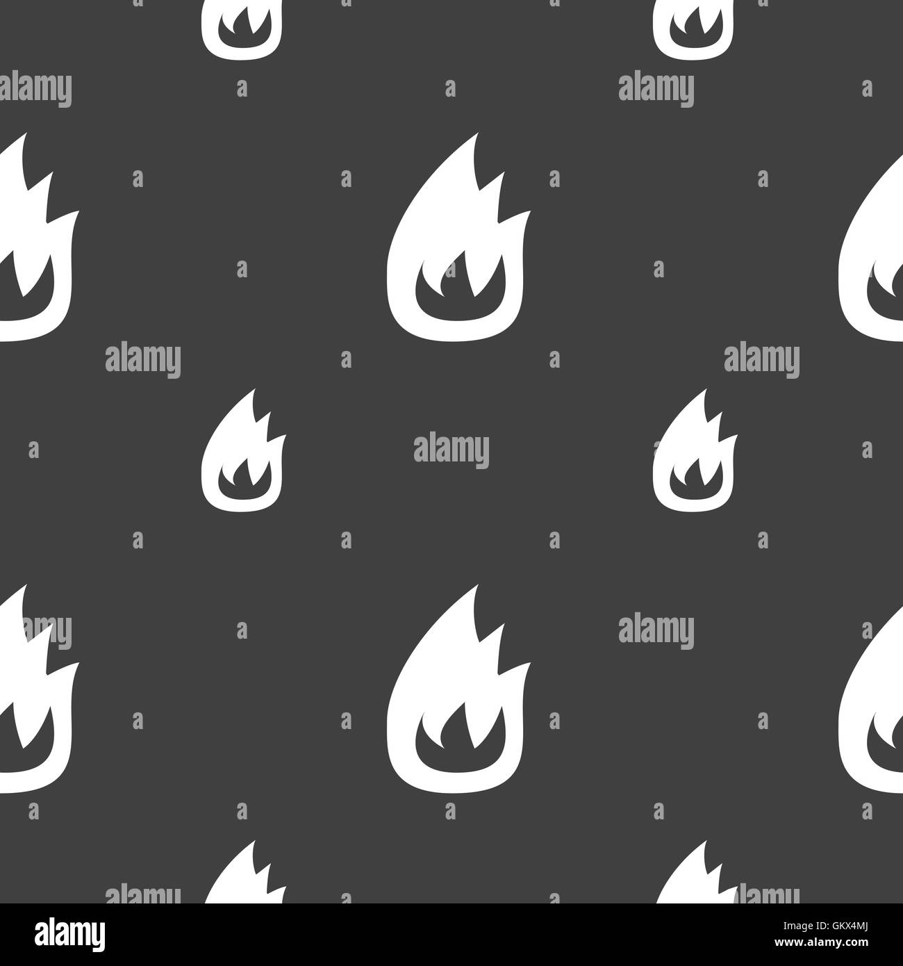 Fire flame icon sign. Seamless pattern on a gray background. Vector ...