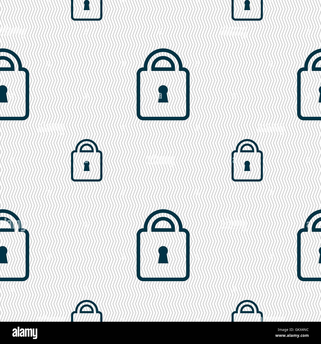 Lock icon sign. Seamless pattern with geometric texture. Vector Stock ...