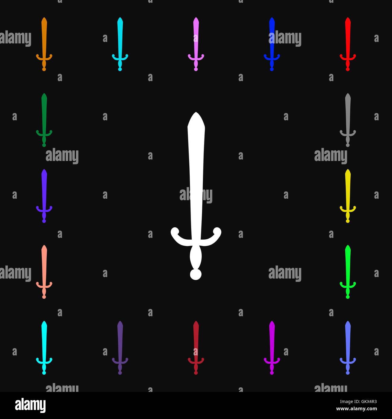 the sword iconi sign. Lots of colorful symbols for your design. Vector ...
