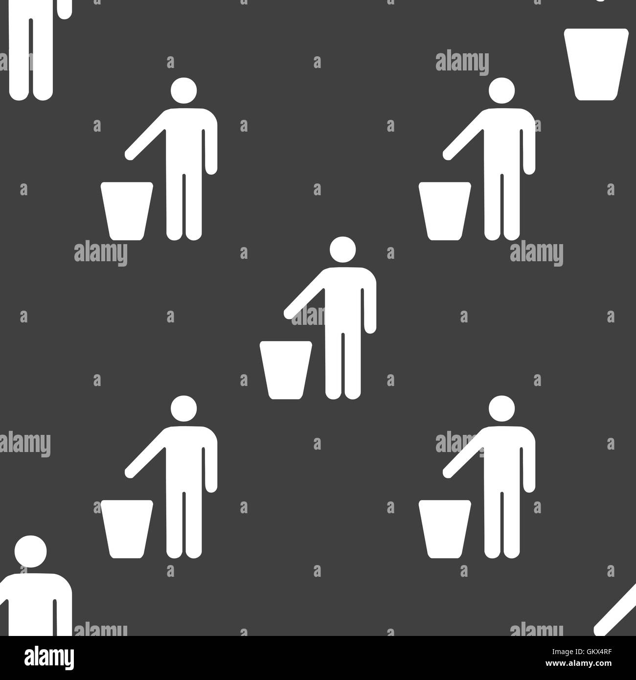 throw away the trash icon sign. Seamless pattern on a gray background ...
