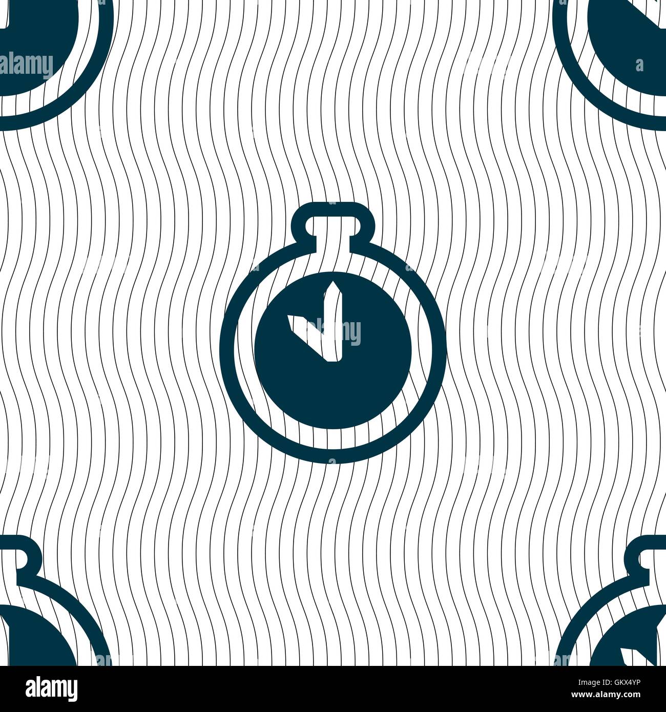 The stopwatch icon sign. Seamless pattern with geometric texture ...