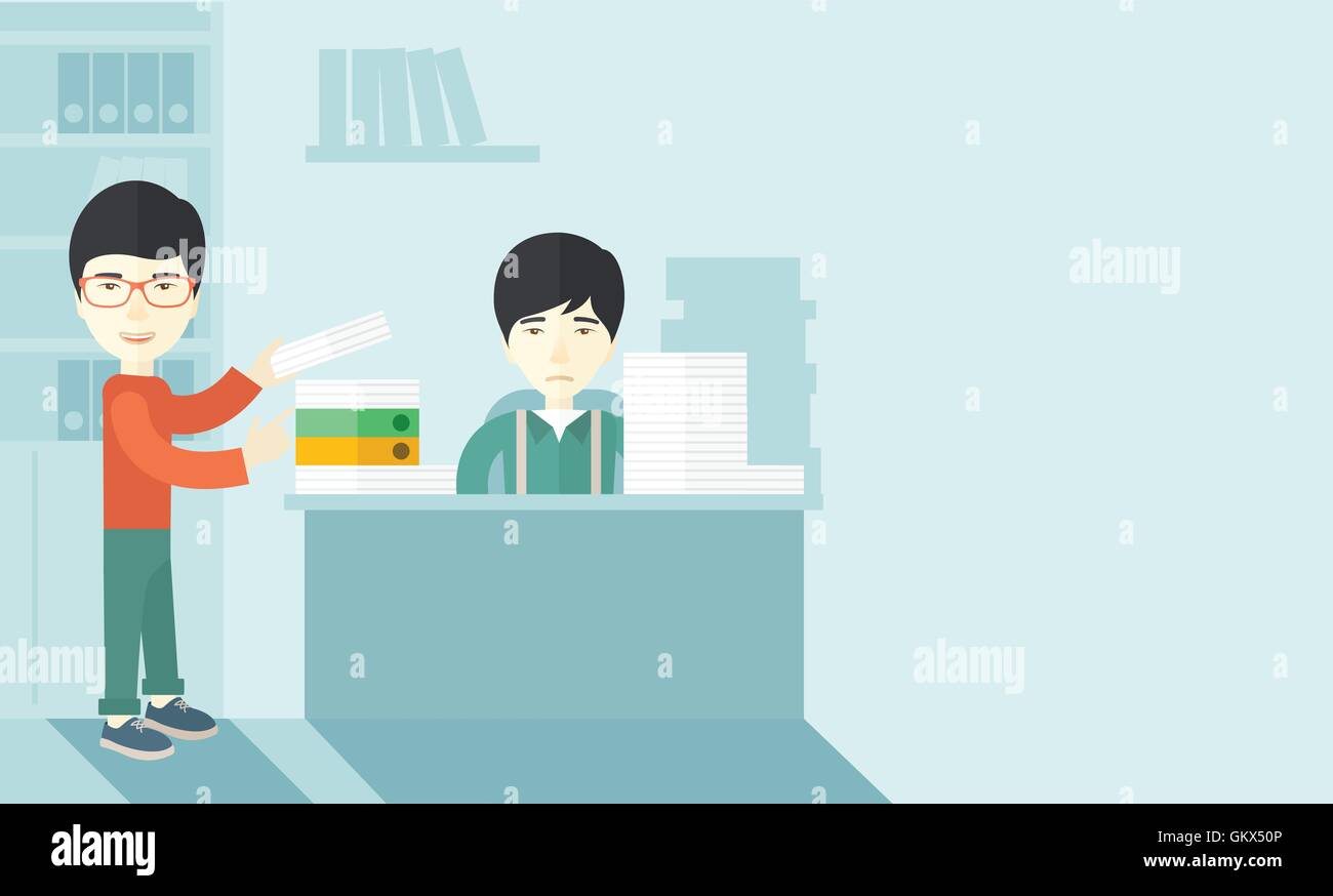 Worried office man desk Stock Vector Images - Alamy