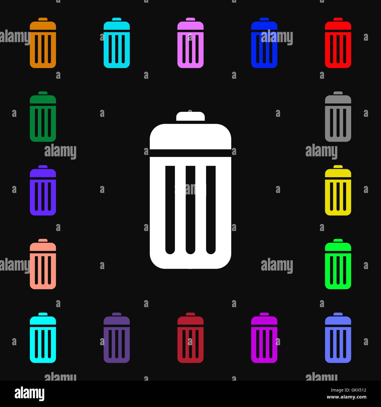 The trash iconi sign. Lots of colorful symbols for your design. Vector ...