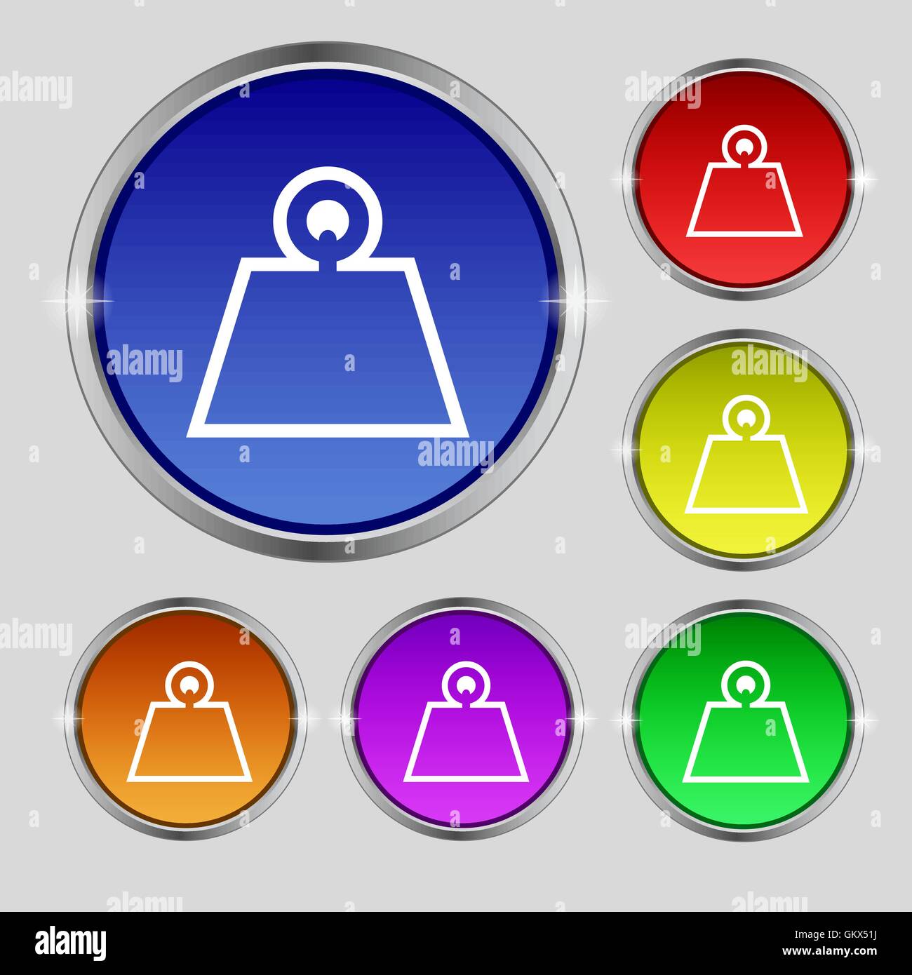 Weight icon sign. Round symbol on bright colourful buttons. Vector ...