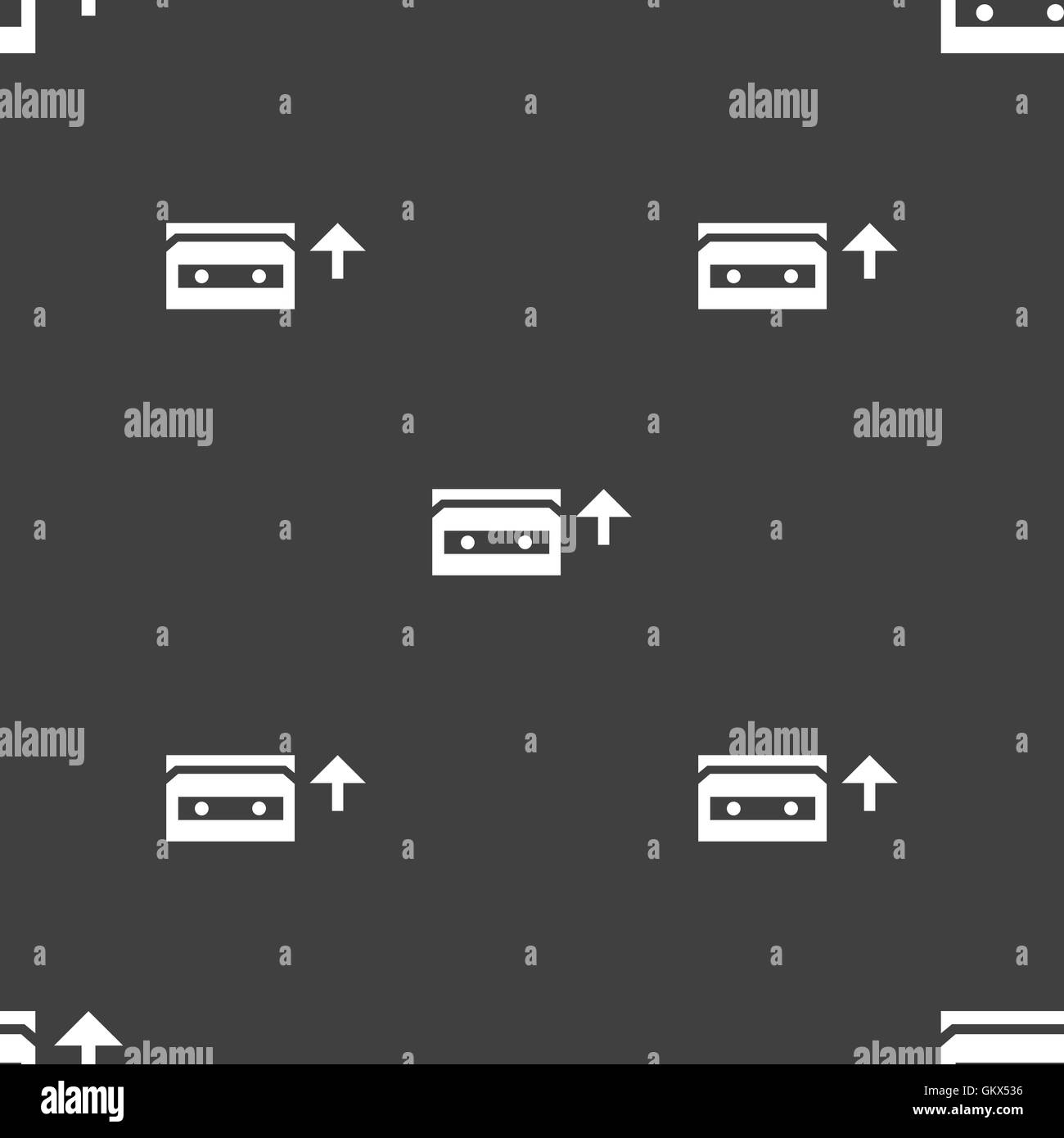 audio cassette icon sign. Seamless pattern on a gray background. Vector ...
