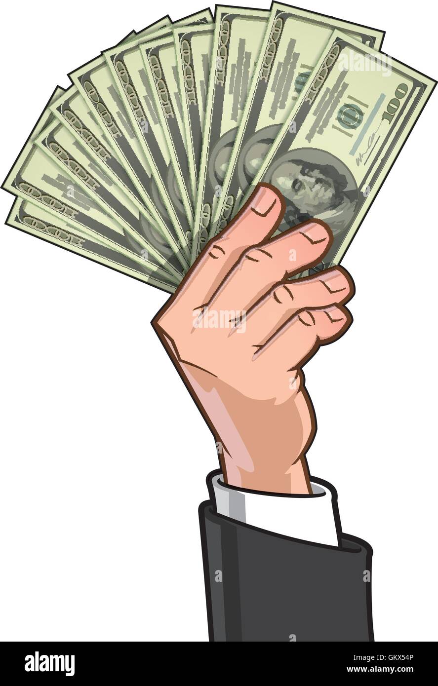 Hand holding stack money Stock Vector Images - Alamy