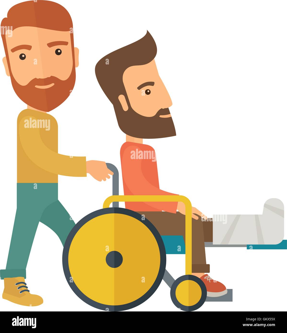 Pushing Wheelchair Cartoon