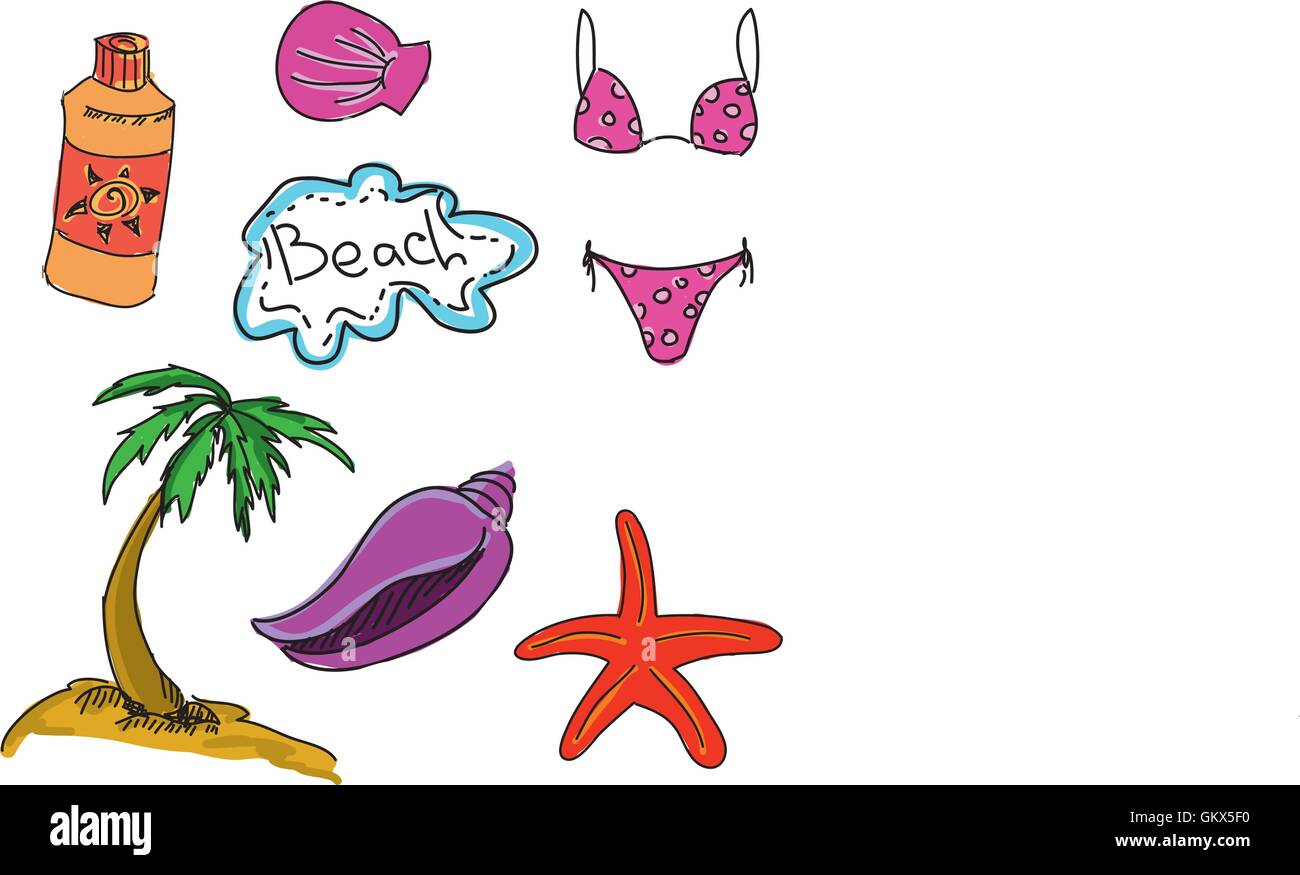 Drawn colored picture with beach Stock Vector Image & Art - Alamy