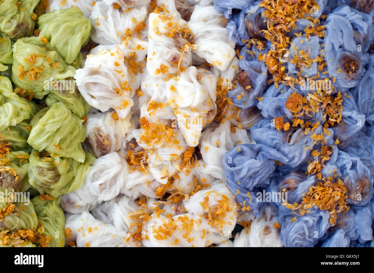 Thai Traditional Dessert, Tapioca balls with pork filling serve with ...