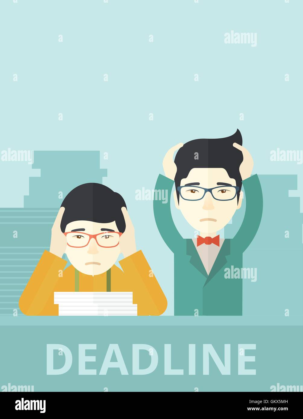 Two stressed asian employees Stock Vector Image & Art - Alamy
