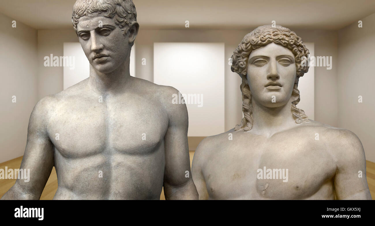 Empty gallery, 3d room with greek scultures, Ancient Statues Stock ...