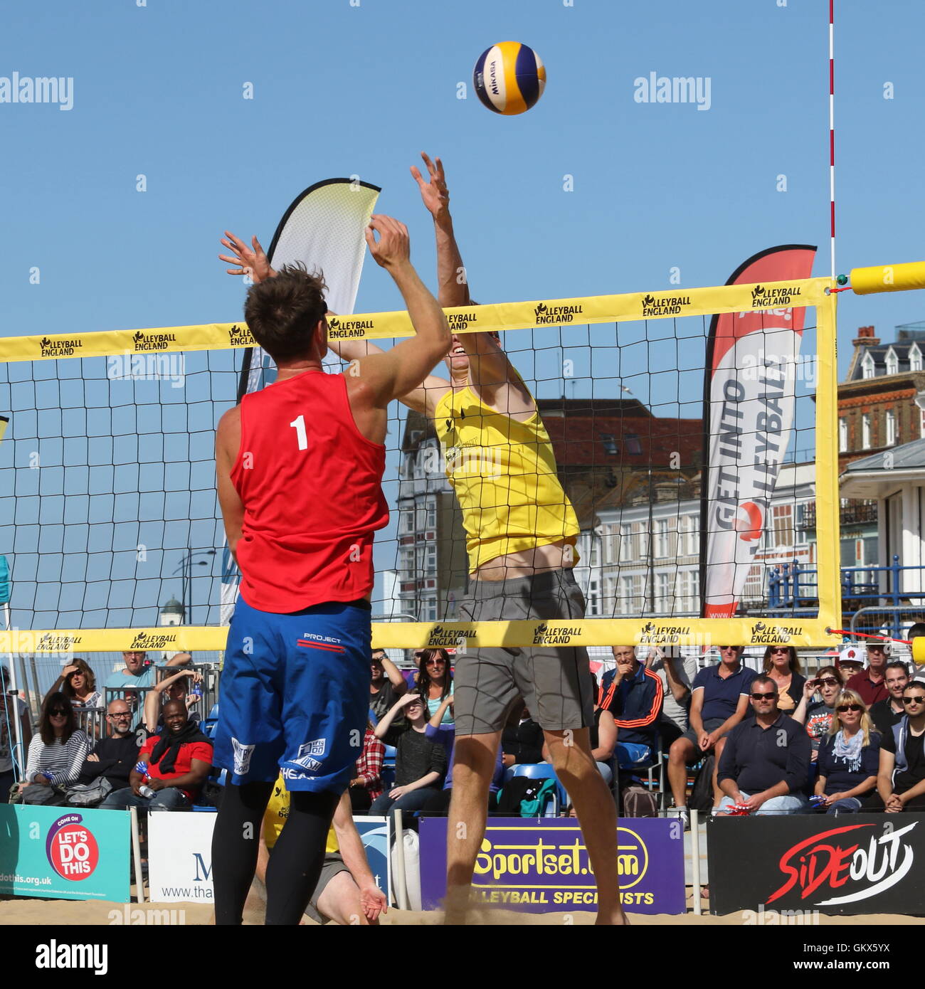 Chris Gregory and Phil Smith at the net in the Final of the Volleyball ...