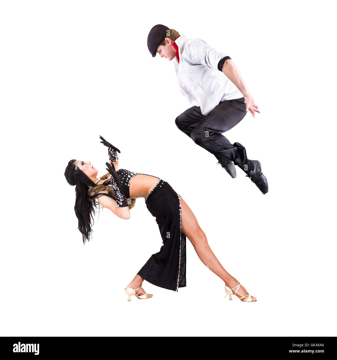 gangster man dancing with girl isolated on white Stock Photo - Alamy