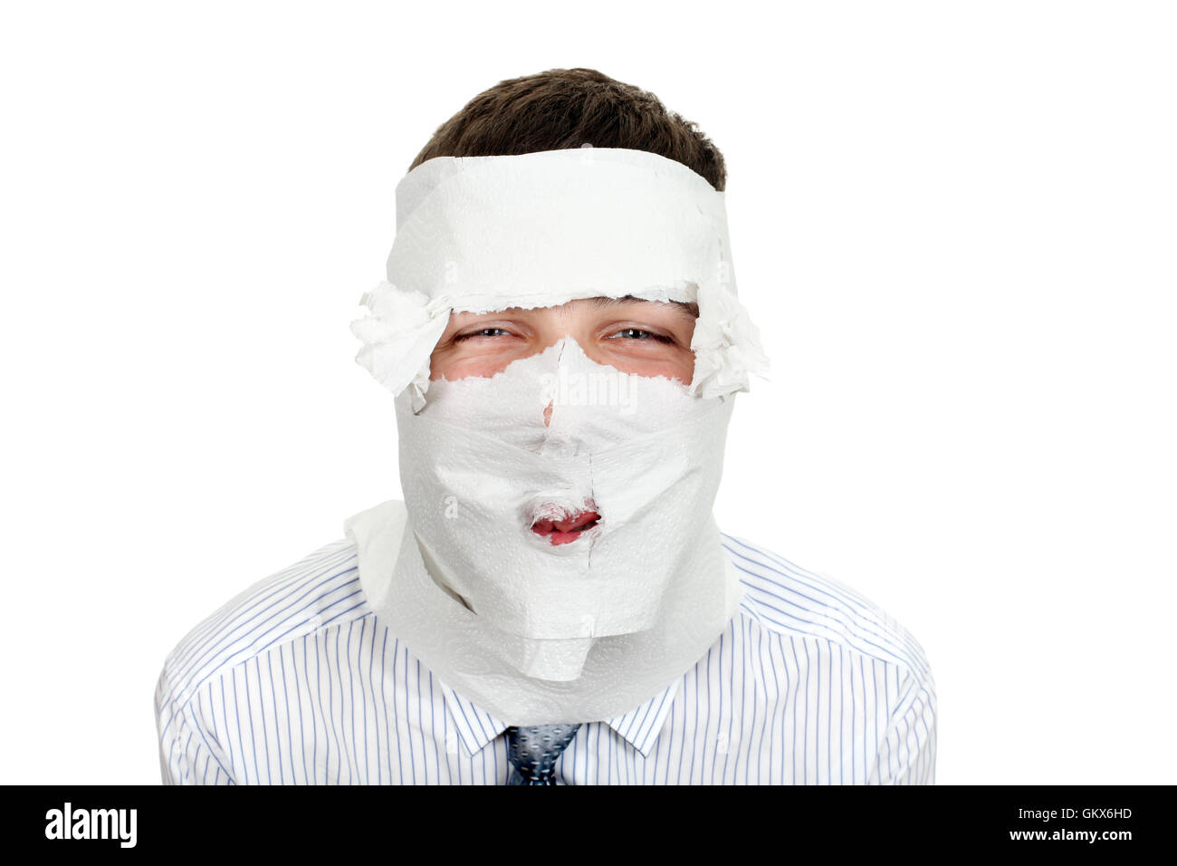 Man Wrapped In Paper Stock Photo - Alamy
