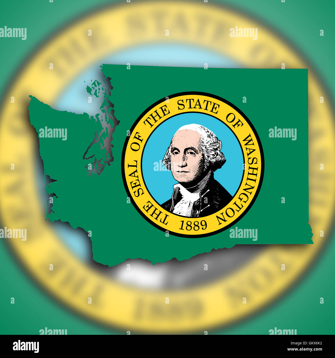 Map of Washington state Stock Photo - Alamy