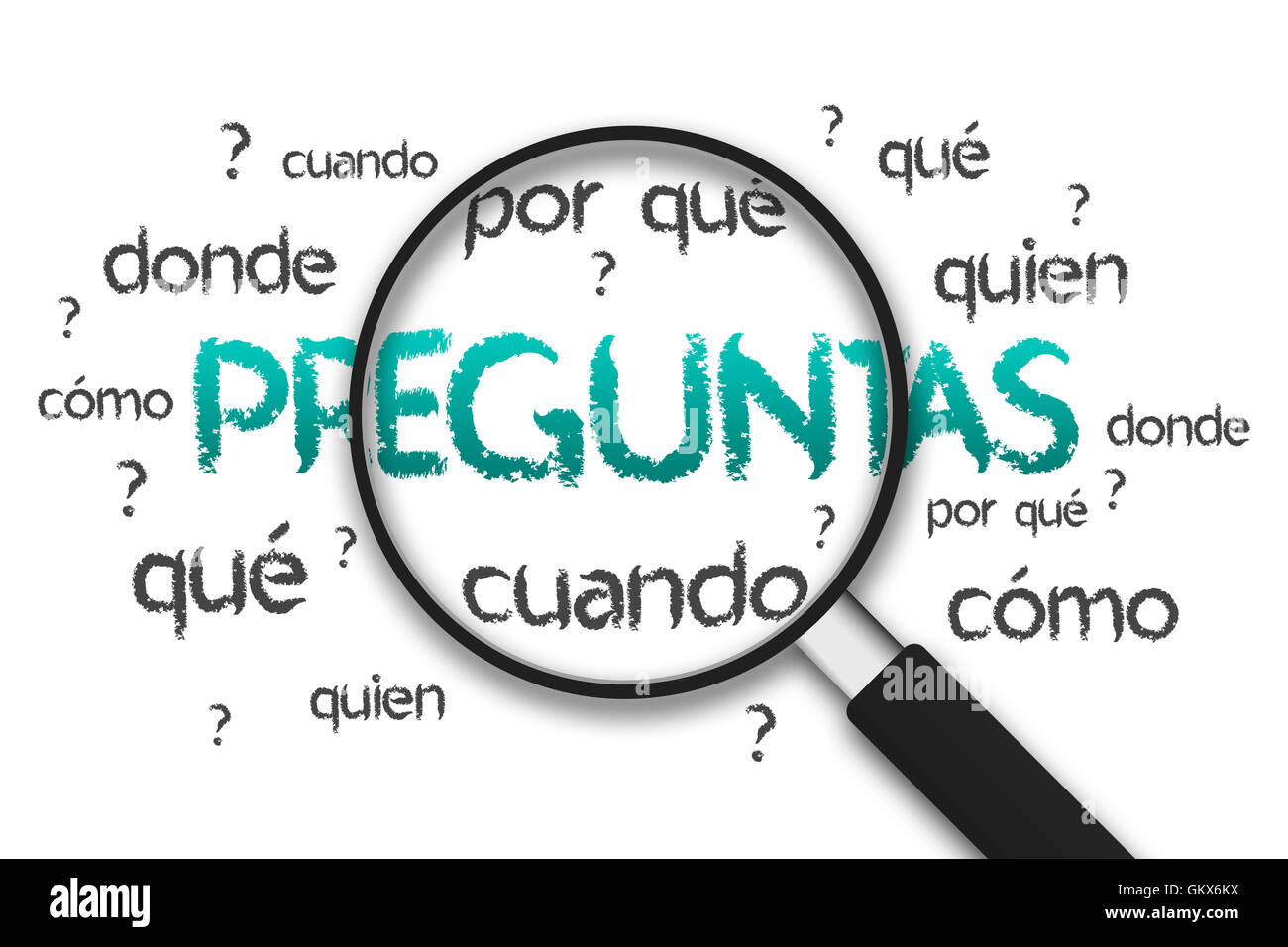 Magnifying Glass - Questions Stock Photo - Alamy