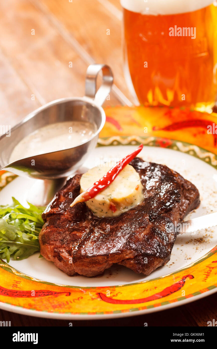 Beef Steak with Butter Stock Photo - Alamy