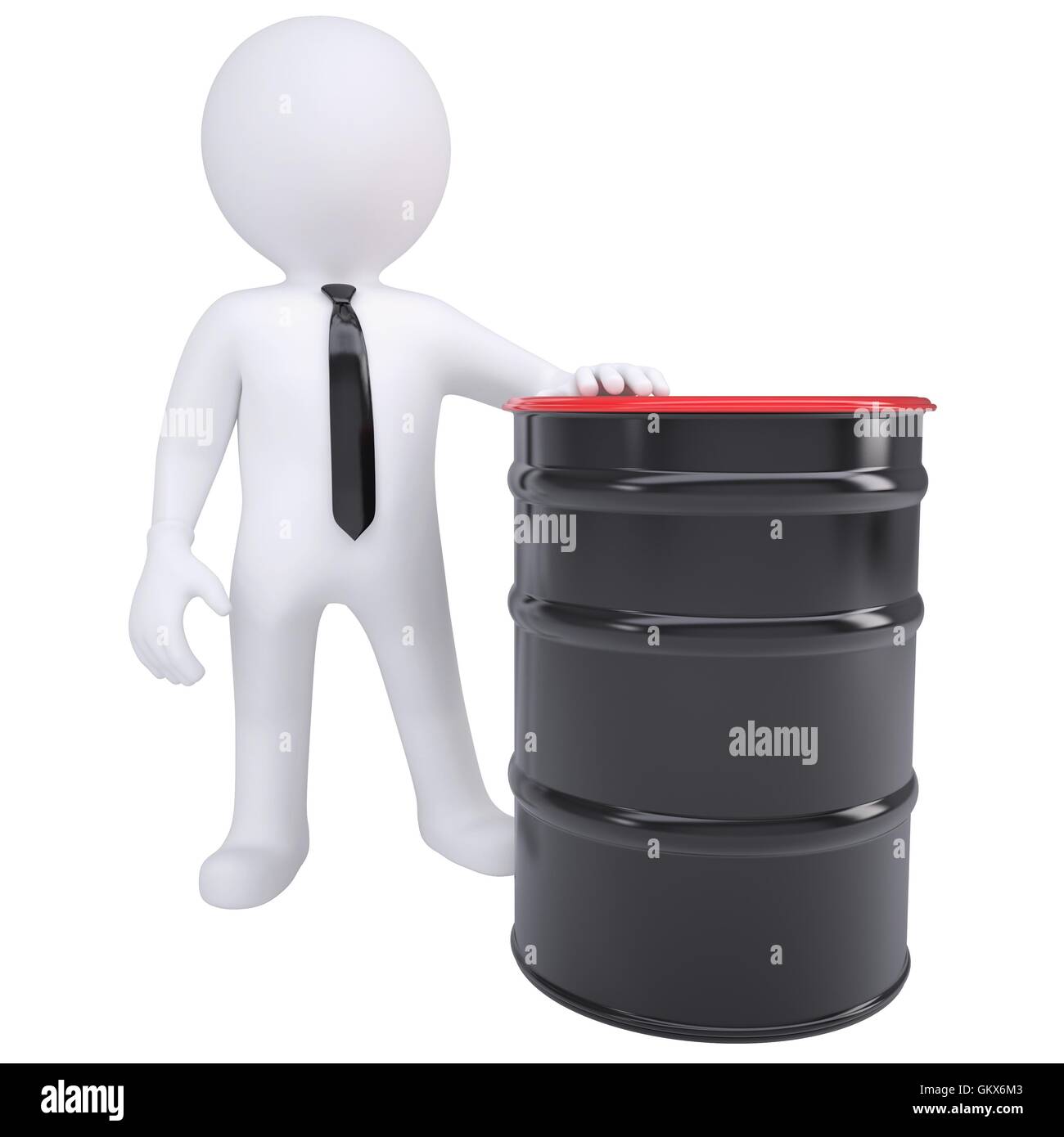 3d white man holding a black barrel Stock Photo - Alamy