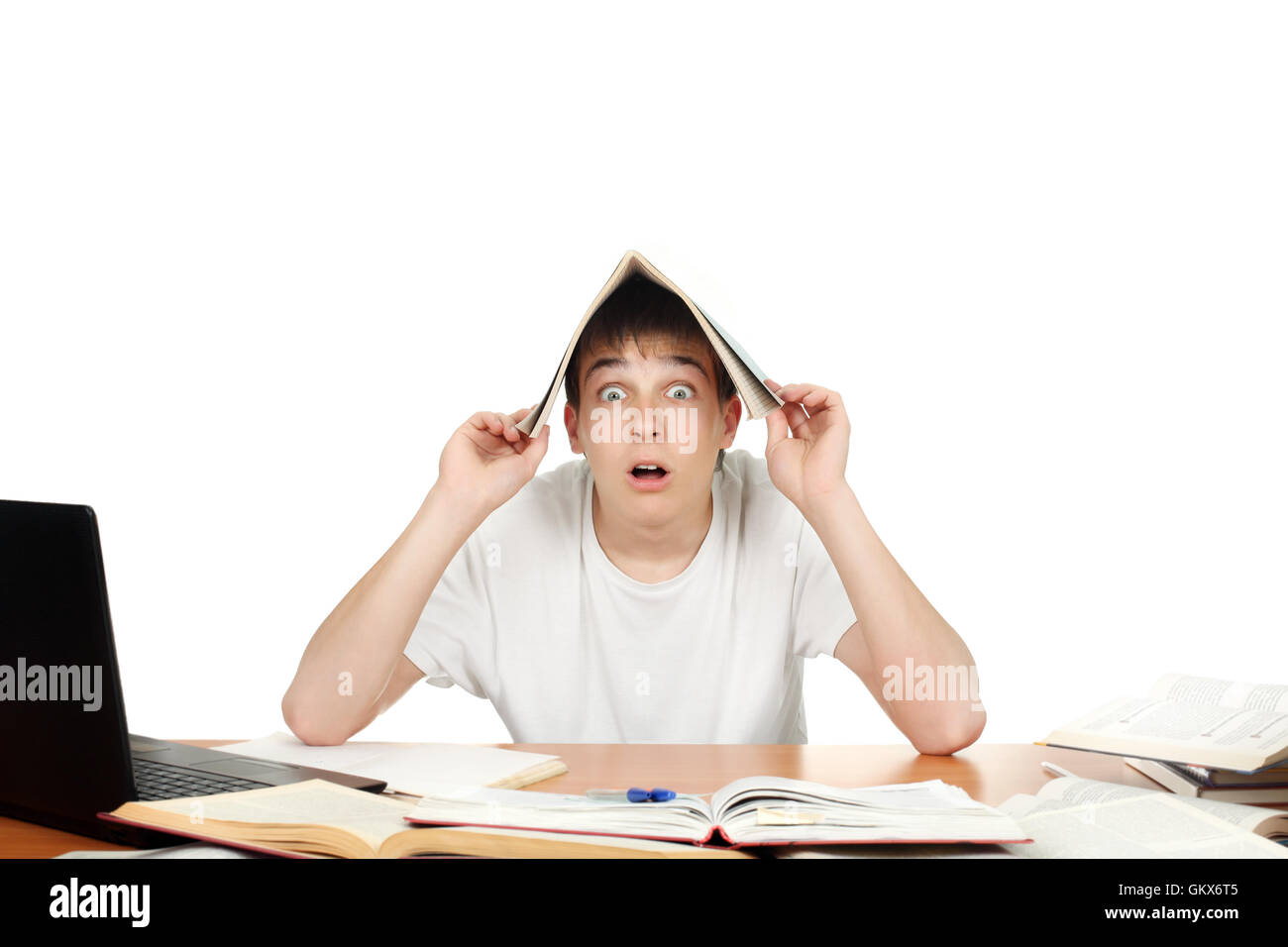 Student Cover His Head Stock Photo - Alamy