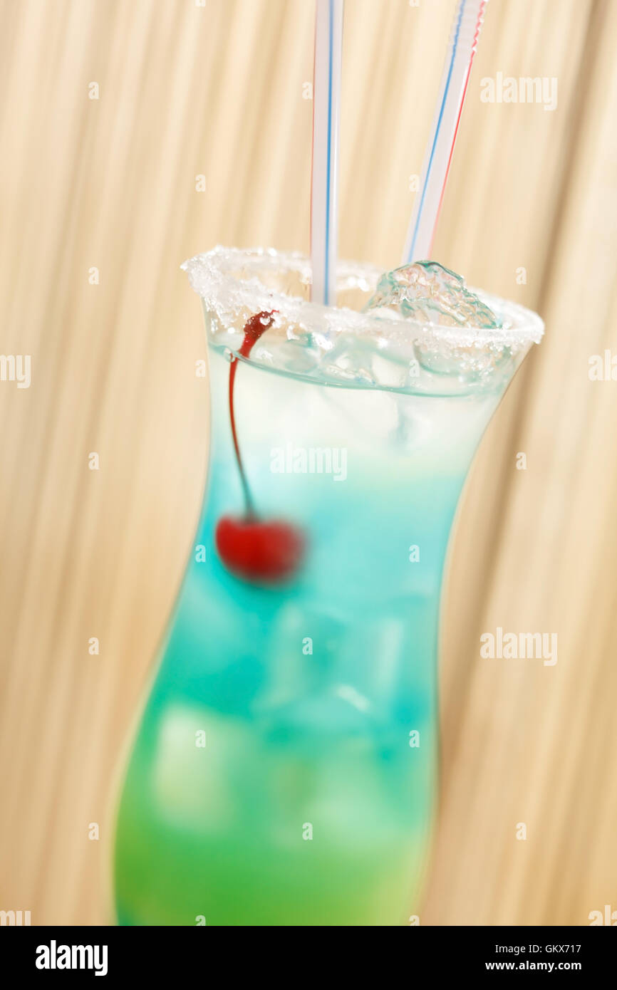 blue cocktail with cherry Stock Photo - Alamy