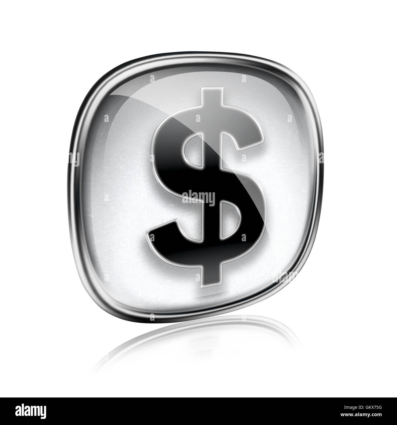 dollar icon grey glass, isolated on white background Stock Photo - Alamy