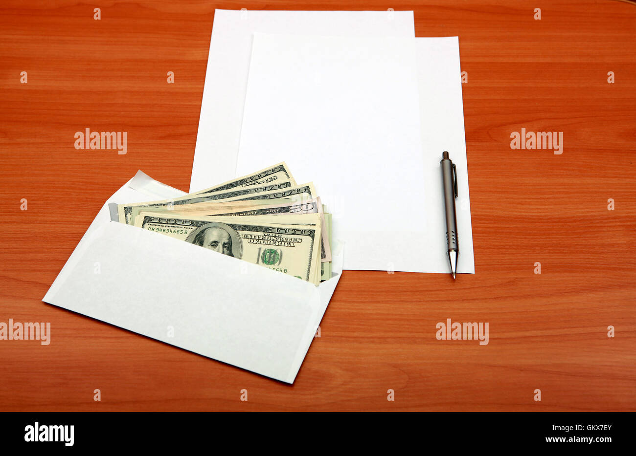 Envelope with a Money and Empty Paper Stock Photo - Alamy