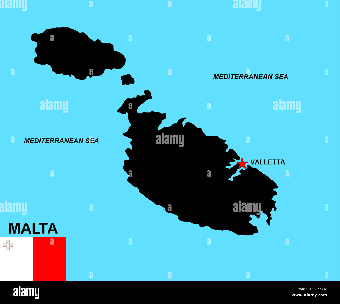 Malta flag and map hi-res stock photography and images - Alamy
