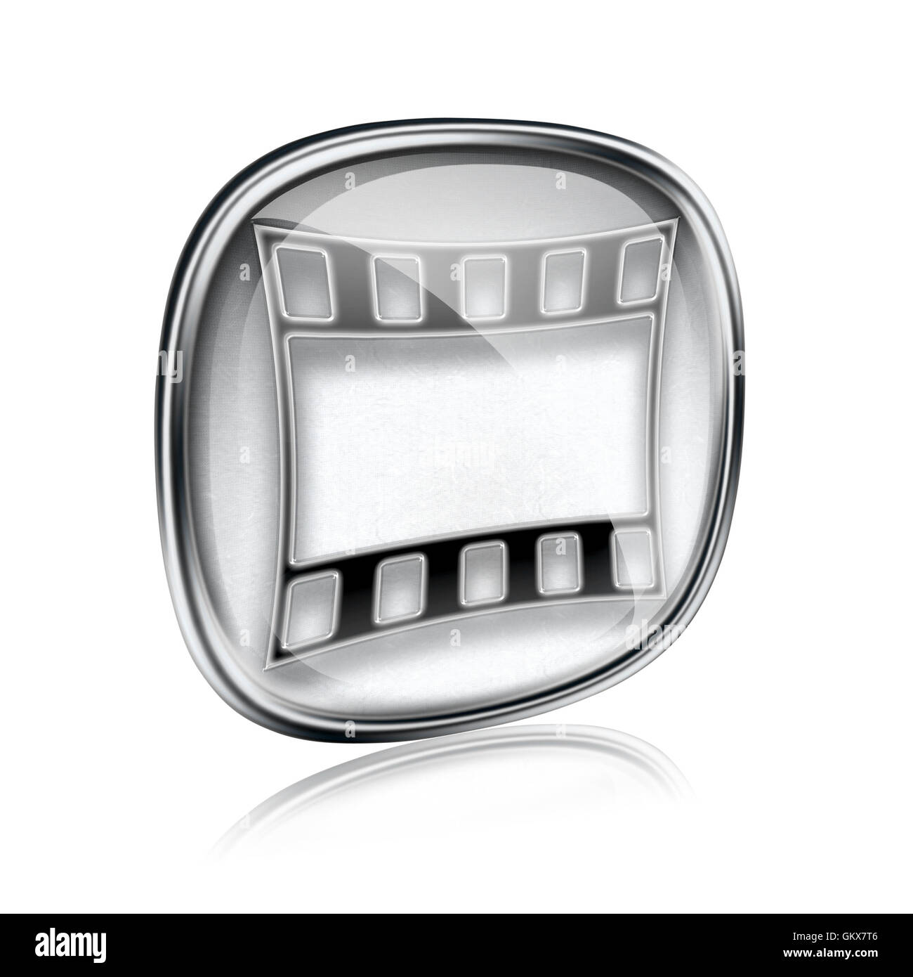 Film icon grey glass, isolated on white background Stock Photo - Alamy