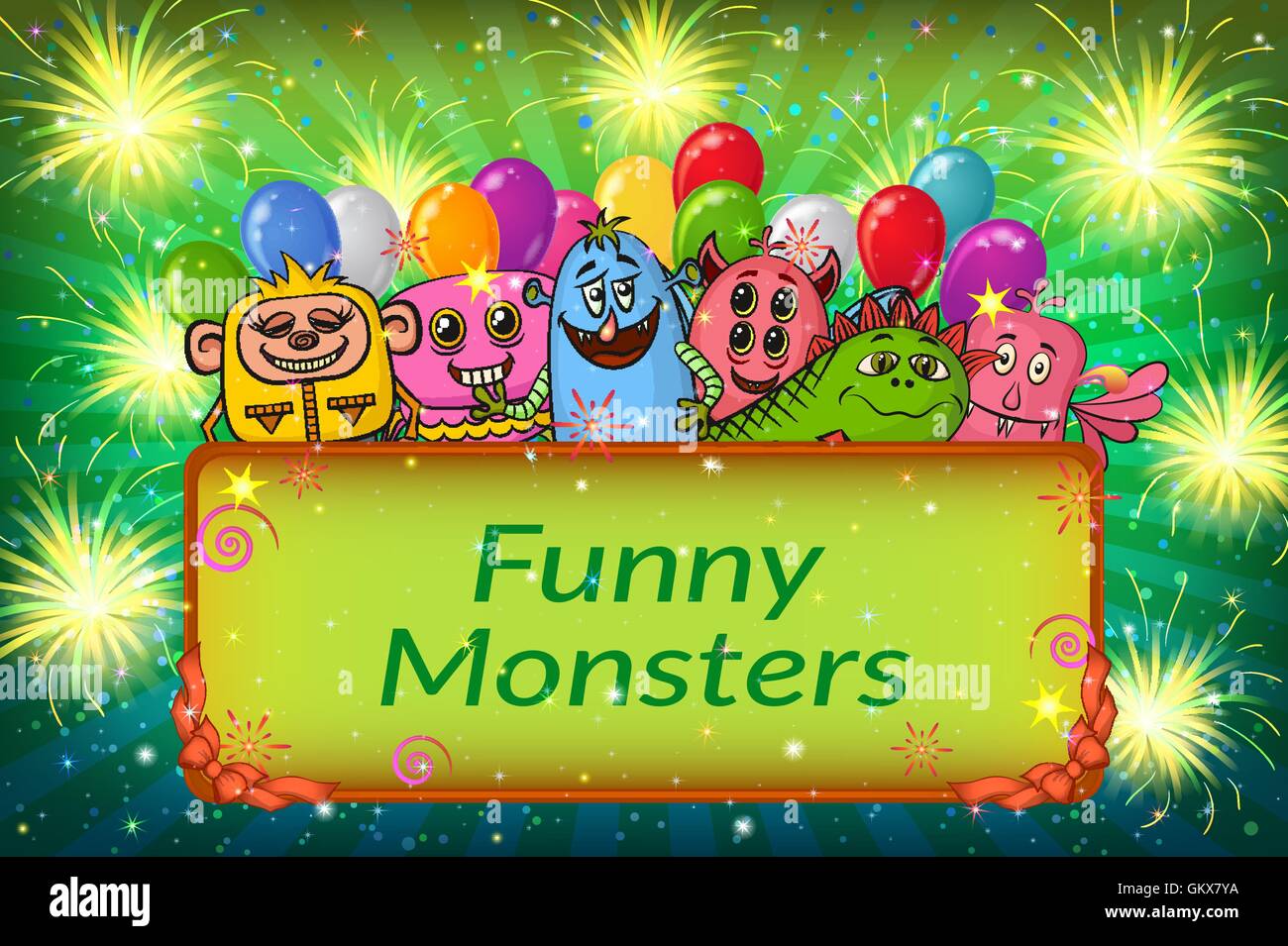 Cartoon Monsters Background Stock Vector Image & Art - Alamy