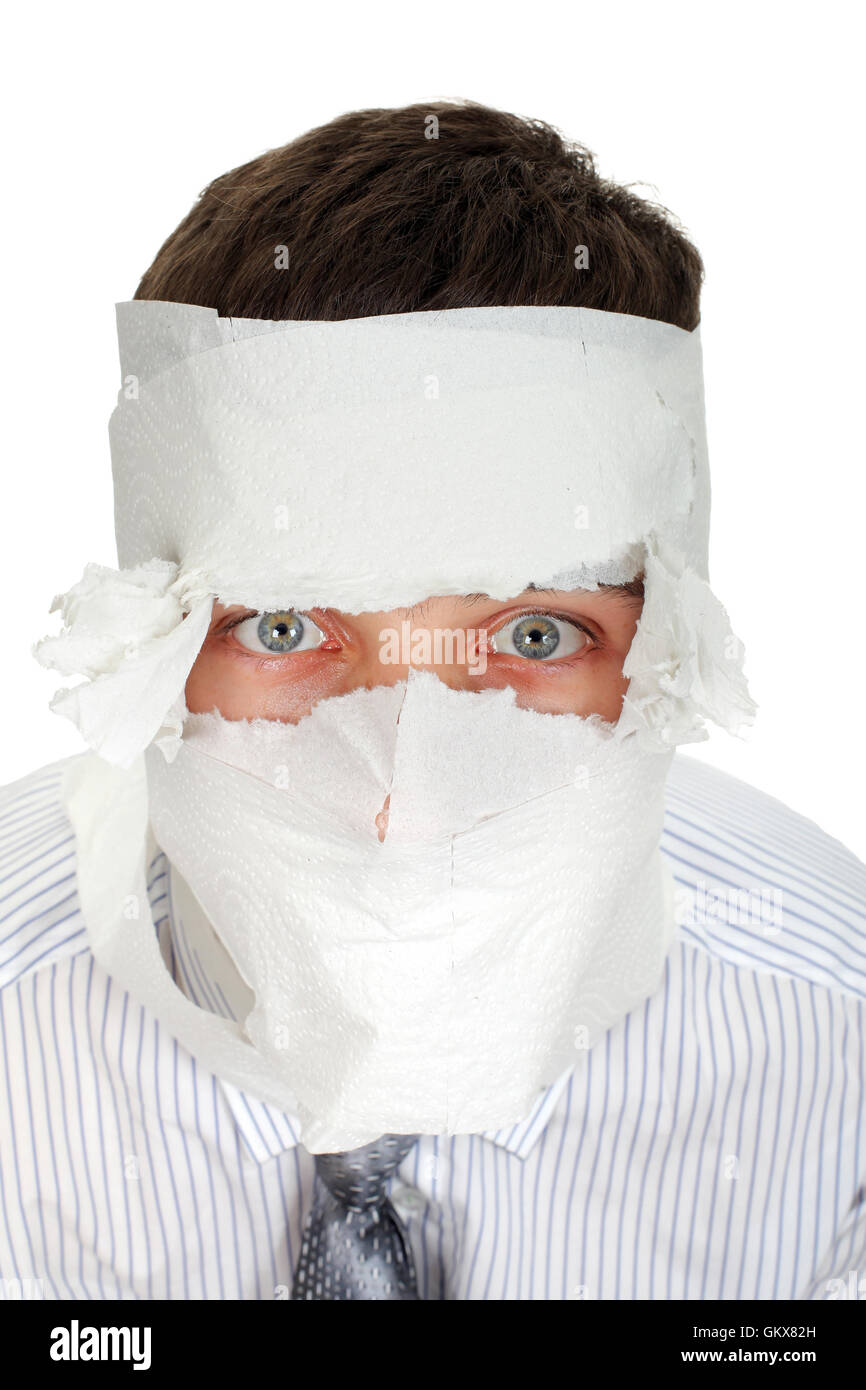 Man Wrapped In Paper Stock Photo - Alamy