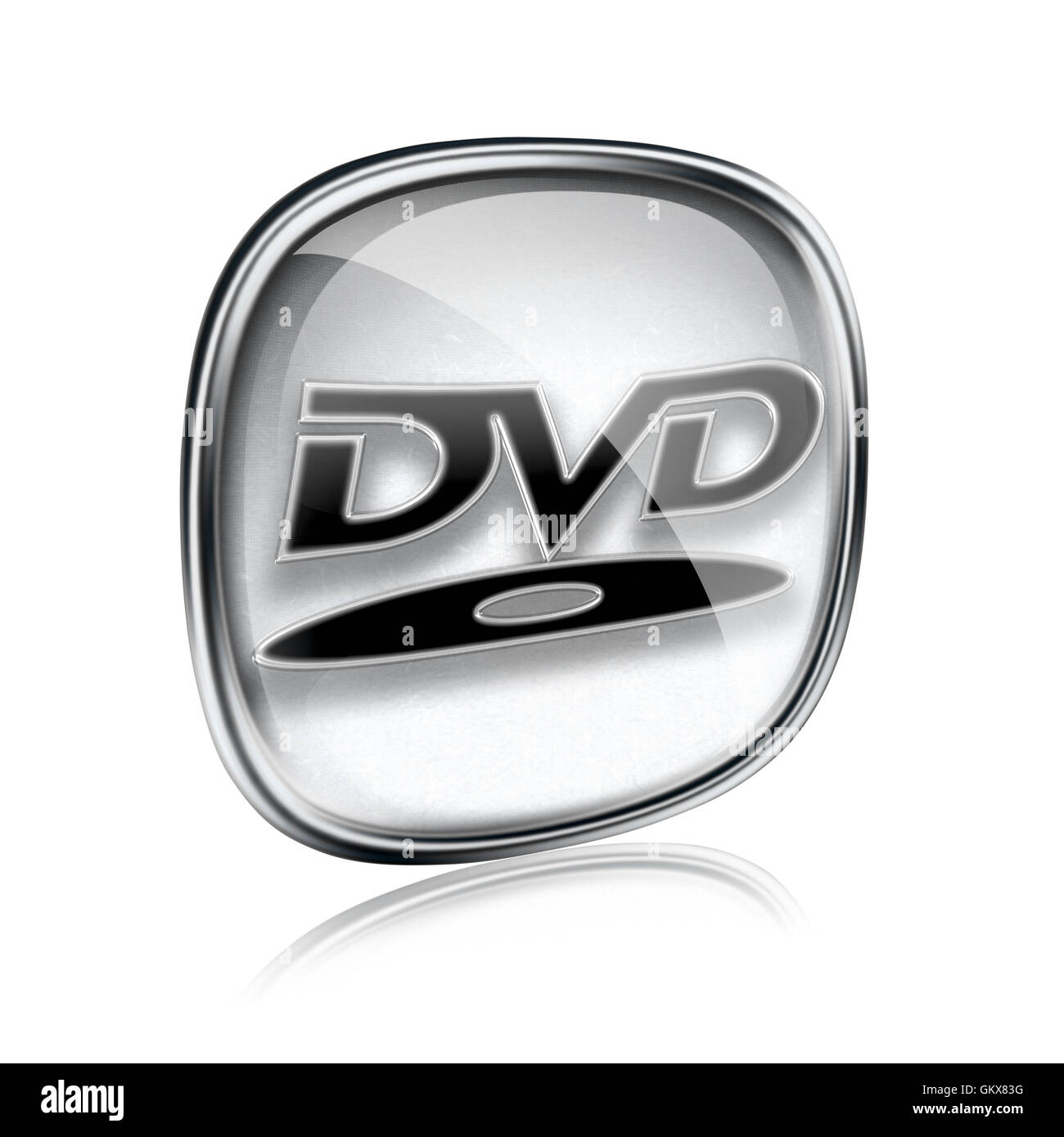DVD icon grey glass, isolated on white background Stock Photo - Alamy