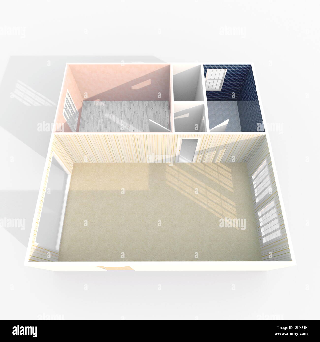 3d interior rendering perspective view of empty home apartment with ...