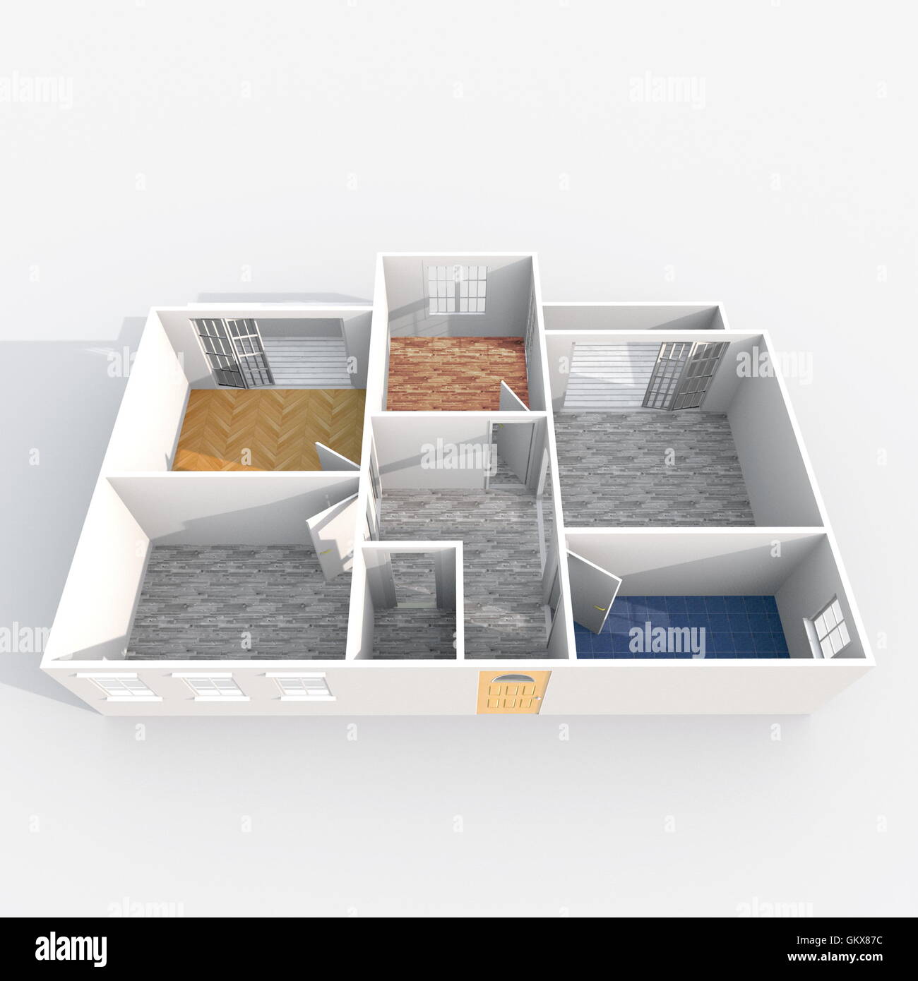 3d interior rendering perspective view of empty home apartment with ...