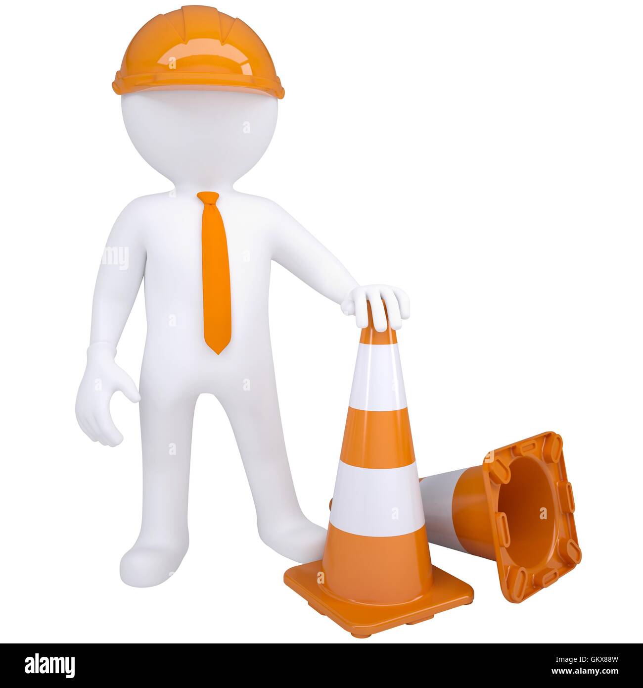 Man with traffic cone Cut Out Stock Images & Pictures - Alamy