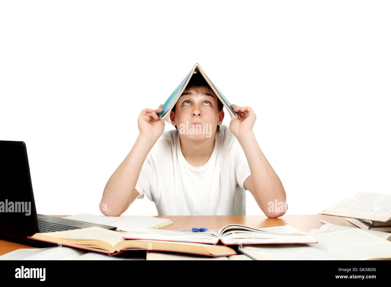 Student Cover His Head Stock Photo - Alamy